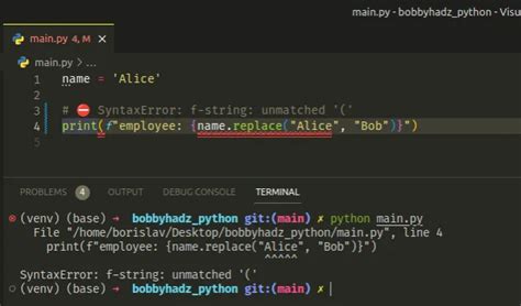 syntaxerror f string unmatched in python [solved] bobbyhadz