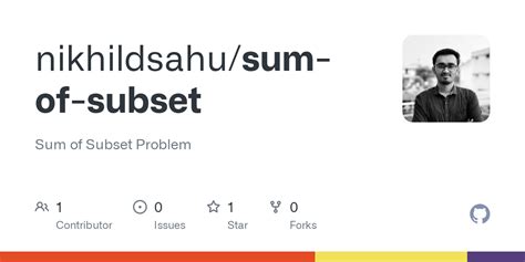 GitHub Nikhildsahu Sum Of Subset Sum Of Subset Problem