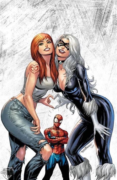 Mary Jane Watson And Black Cat By Tyler Kirkham Comicart Black Cat Marvel Spiderman Black