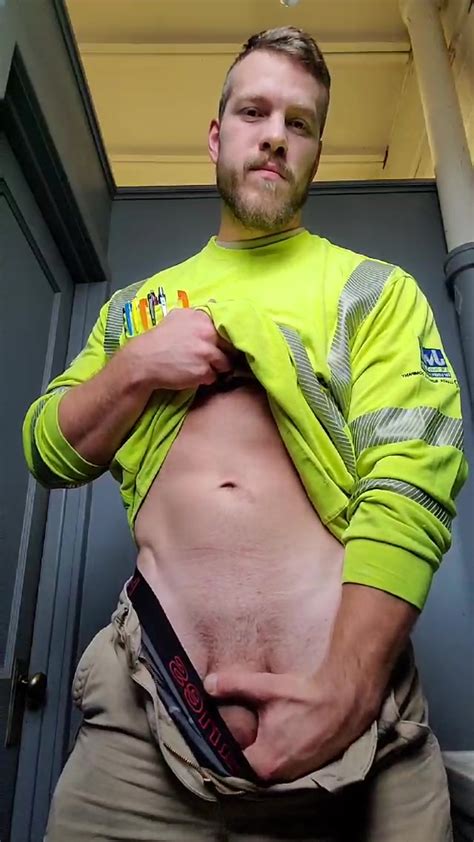 Athletic Cock Construction Worker Hauling Out