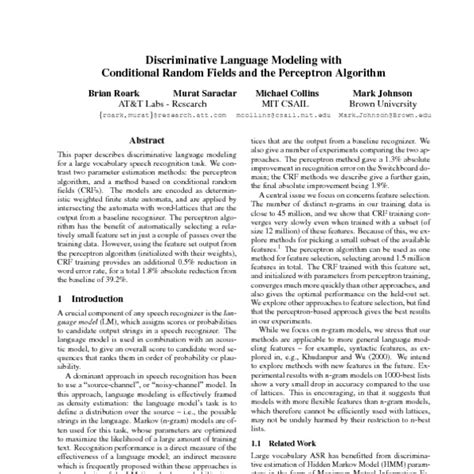 discriminative language modeling with conditional random fields and the perceptron algorithm
