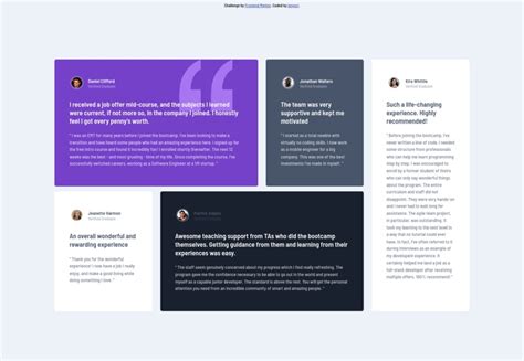 frontend mentor testimonial grid section using css grid coding challenge solution