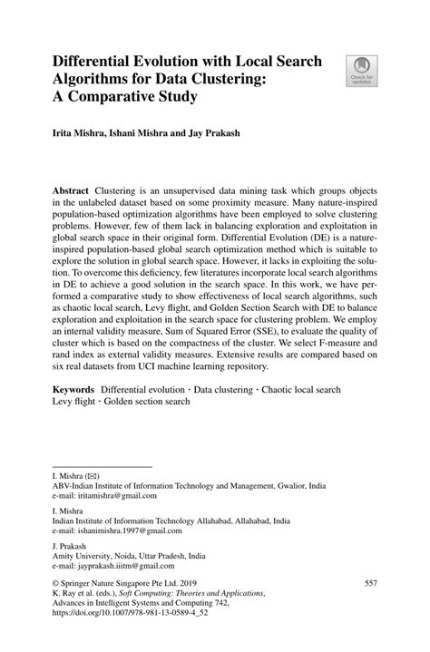 pdf differential evolution with local search algorithms for data clustering a comparative