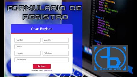 formulario de registro html css javascript php responsive youtube