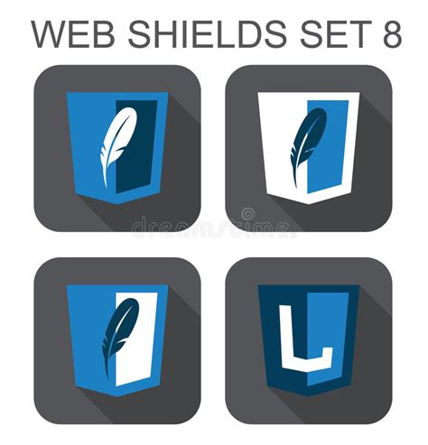 Vector Collection Of Web Development Shield Signs Html5 Css3 A Stock