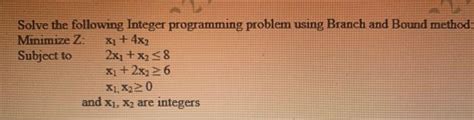 solved solve the following integer programming problem using