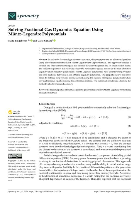 pdf solving fractional gas dynamics equation using müntz legendre polynomials
