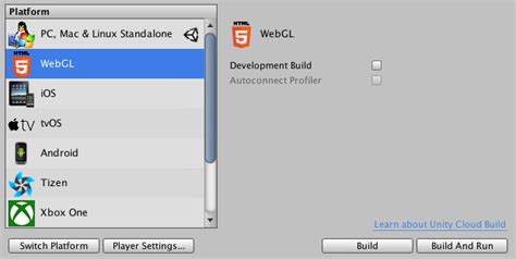Unity Manual Building And Running A WebGL Project