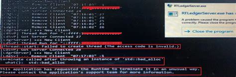 qthread start failed to create thread the access code is invalid terminate called after