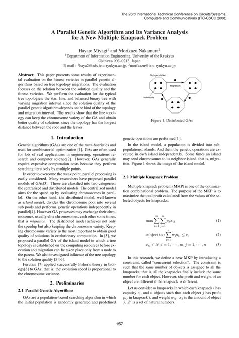 pdf a parallel genetic algorithm and its variance analysis for a new multiple knapsack problems