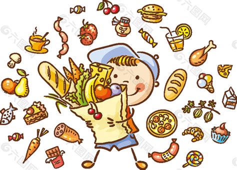 美食与卡通男孩插画平面广告素材免费下载 图片编号 8113040 六图网