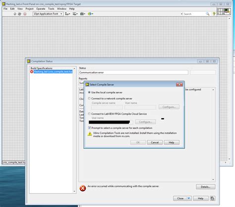 solved lv2017 fpga compile xilinx compilation tools are not installed error ni community