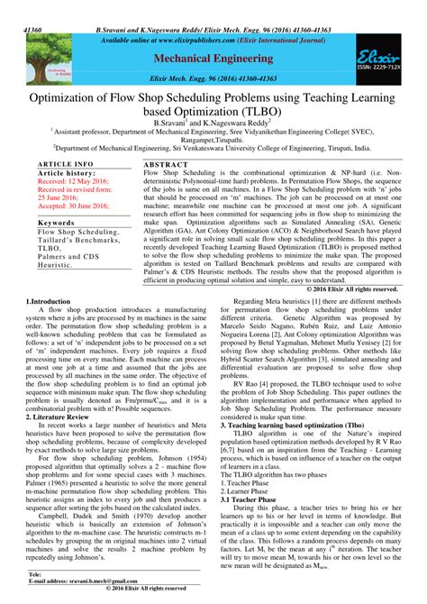 pdf optimization of flow shop scheduling problems using teaching learning based optimization