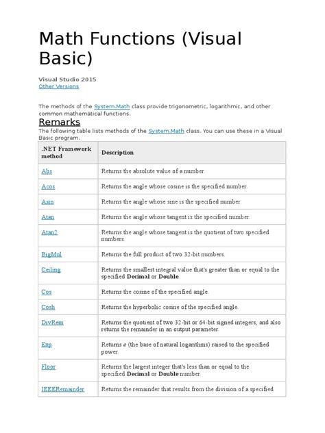 math functions visual basic pdf trigonometric functions sine