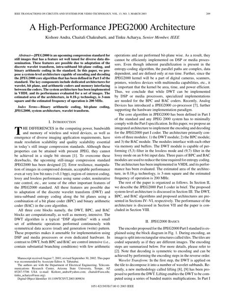 pdf a high performance jpeg2000 architecture
