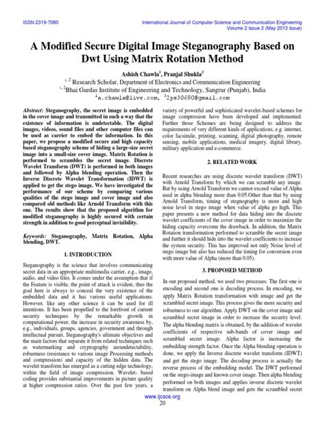 a modified secure digital image steganography based on dwt using matrix rotation method pdf