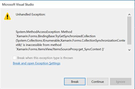 s xamarin forms unhandled exception stack overflow