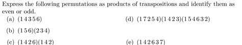 solved express the following permutations as products of