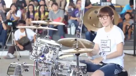 A Cute Girl Playing Drums In Public Walkway Youtube