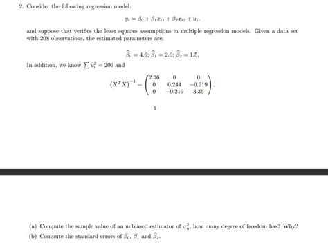2 consider the following regression model yi be
