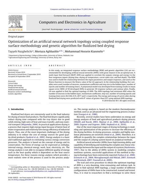 pdf optimization of an artificial neural network topology using coupled response surface