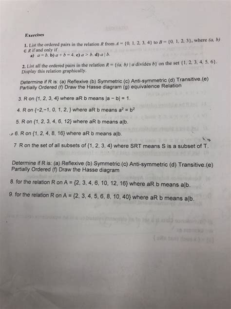 solved exercises 1 list the ordered pairs in the relation r
