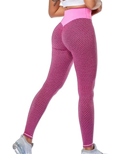 Kiwi Rata Womens Honeycomb Anti Cellulite Push Up Leggings Scrunch Butt Lift Textured High