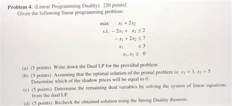 solved problem 4 linear programming duality [20 points