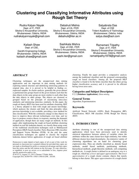 pdf clustering and classifying informative attributes using rough set theory