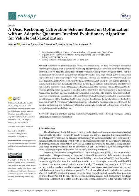 pdf a dead reckoning calibration scheme based on optimization with an adaptive quantum