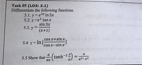 solved differentiate the following functions y e 2x ln