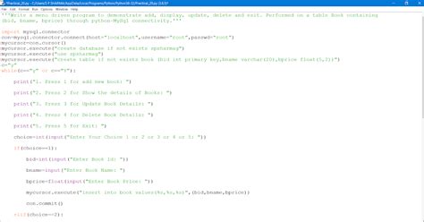 tgtpgtcs practical 20 python mysql connectivity for class12 cs and ip tgt pgt cs tgt pgt