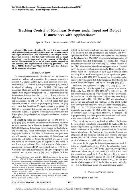 pdf tracking control of nonlinear systems under input and output disturbances with applications