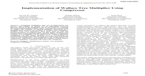 implementation of wallace tree multiplier using · pdf fileimplementation of wallace tree