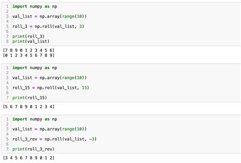 【numpy】リストの要素の順番をずらす：roll[python] 3pysci
