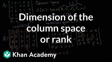 dimension of the column space or rank vectors and spaces linear algebra khan academy