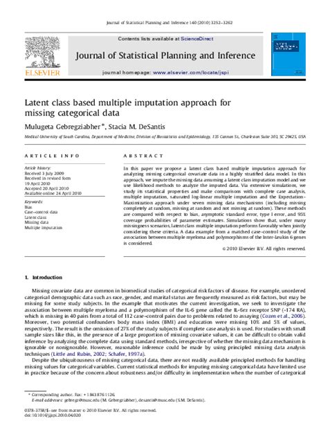 pdf latent class based multiple imputation approach for missing categorical data mulugeta