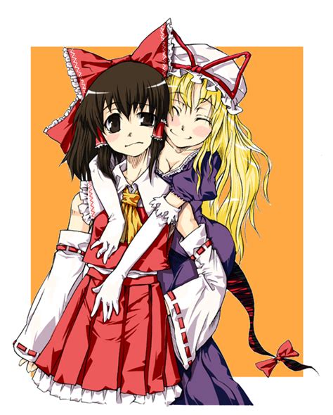 Safebooru 2girls Ascot Blonde Hair Blush Bow Breasts Brown Eyes Brown Hair Cleavage Closed