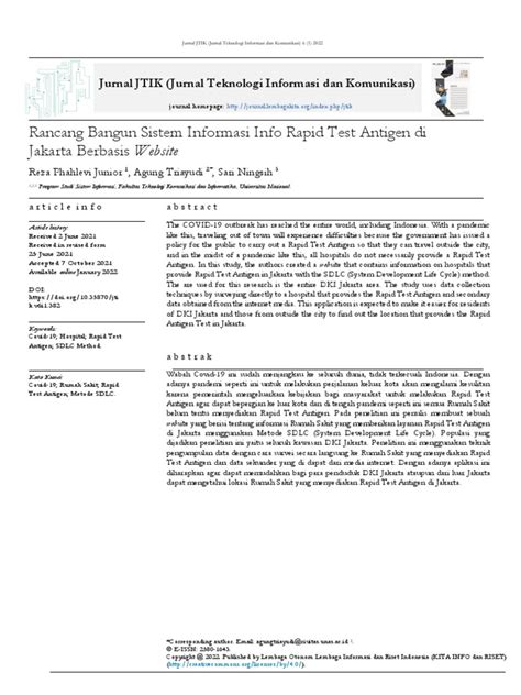 rancang bangun sistem informasi info rapid test antigen di jakarta berbasis website pdf