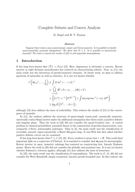 pdf complete subsets and convex analysis