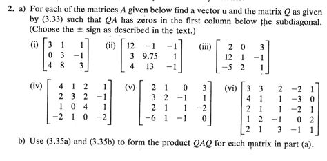 solved 2 a for each of the matrices a given below find a