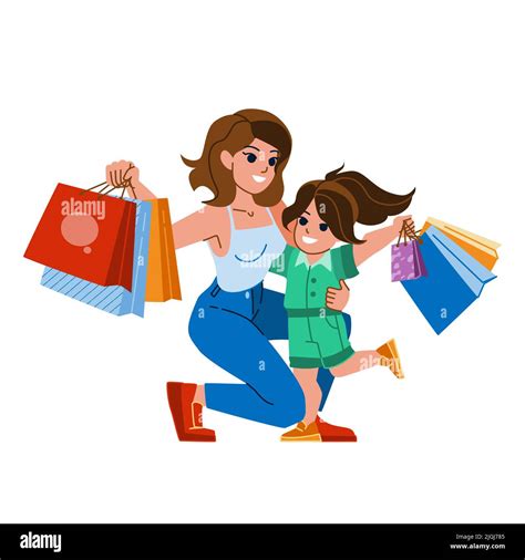 Mother Daughter Shopping Vector Stock Vector Image And Art Alamy