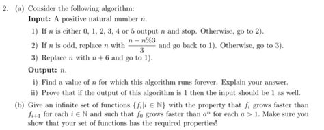 solved 2 a consider the following algorithm input a