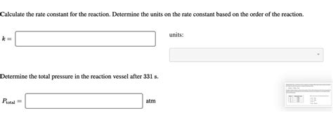 calculate the rate constant for the reaction determi… solvedlib