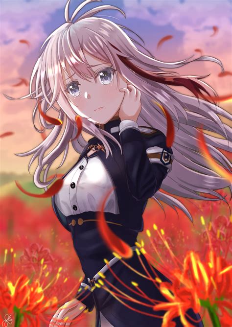 Safebooru 1girl 86 Eightysix Akiyama0818 Antenna Hair Armband Bangs Blue Eyes Blue Jacket