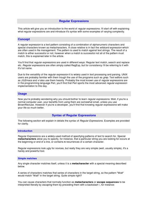 regular expressions pdf regular expression notation