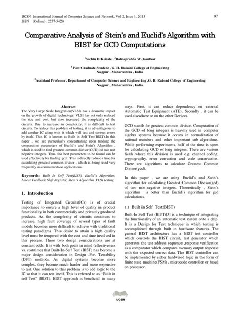 comparative analysis of stein s and euclid s algorithm with bist for gcd computations pdf