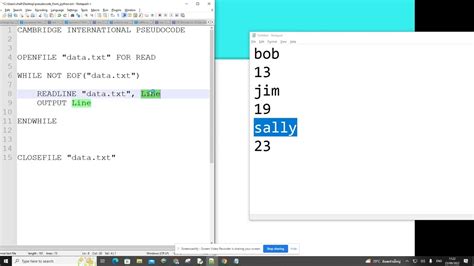 9618 pseudocode to python reading all lines from a txt file youtube