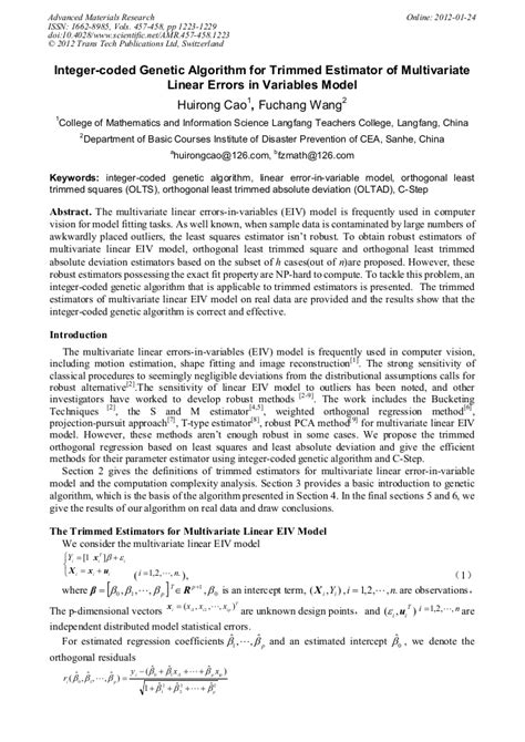 integer coded genetic algorithm for trimmed estimator of multivariate linear errors in variables