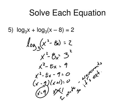 ppt solving logarithmic equations powerpoint presentation free download id 6581779